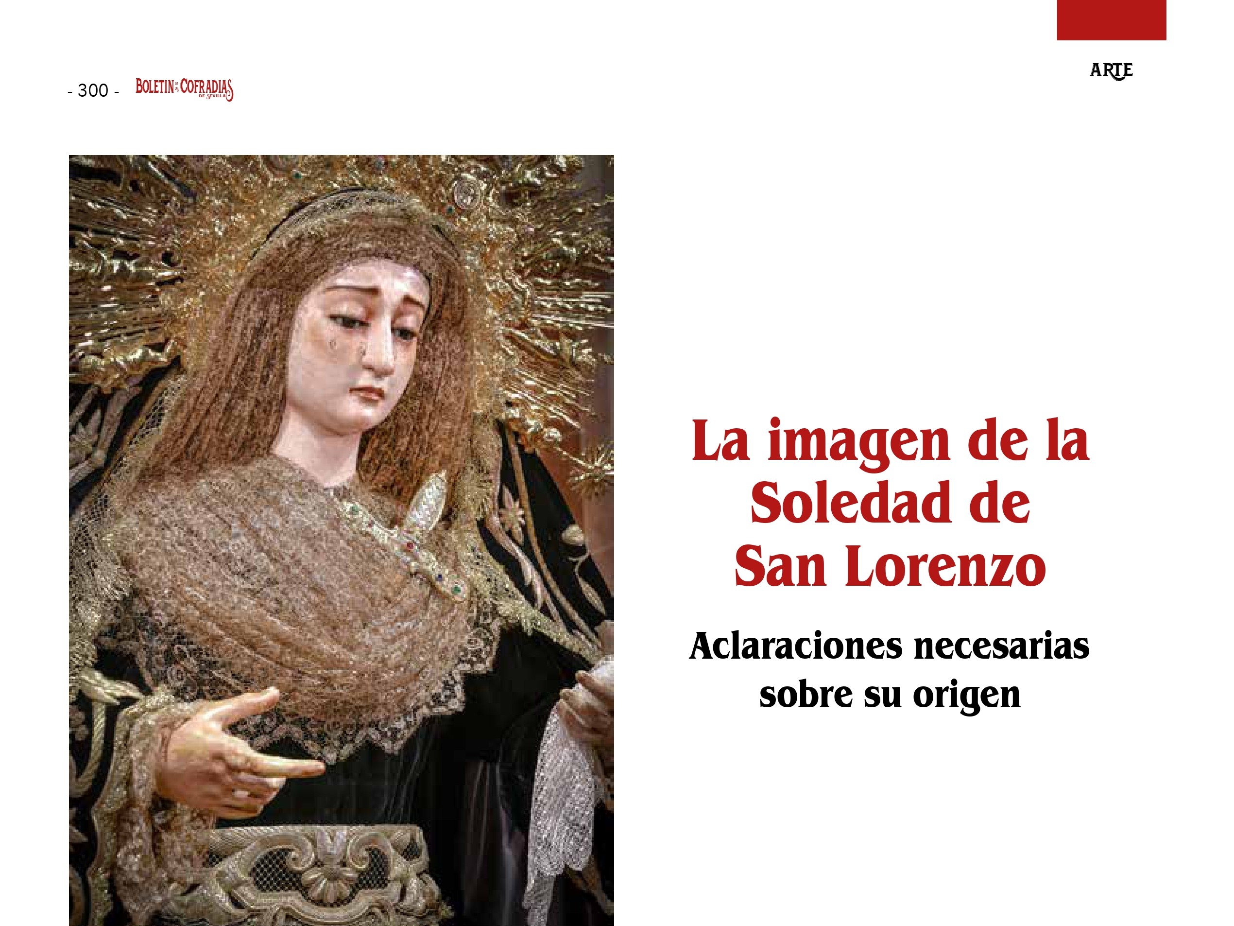 María Santísima en su Soledad en el n.º 795 del Boletín de las ...